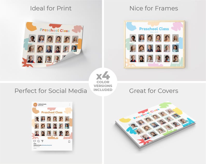 Editable Class Photo Collage Canva Template | Printable Preschool ...