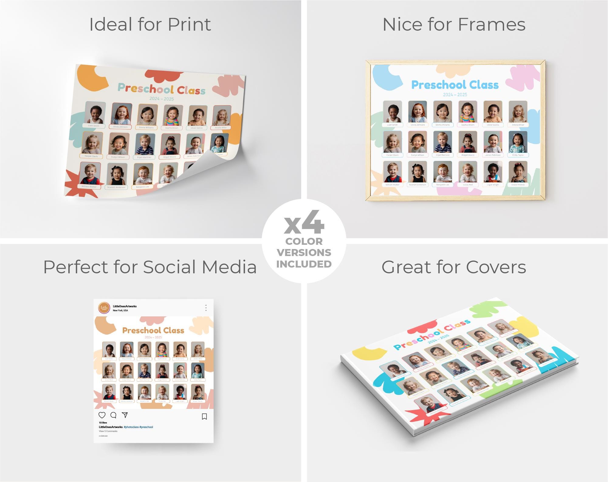 Editable Class Photo Collage Canva Template | Printable Preschool ...