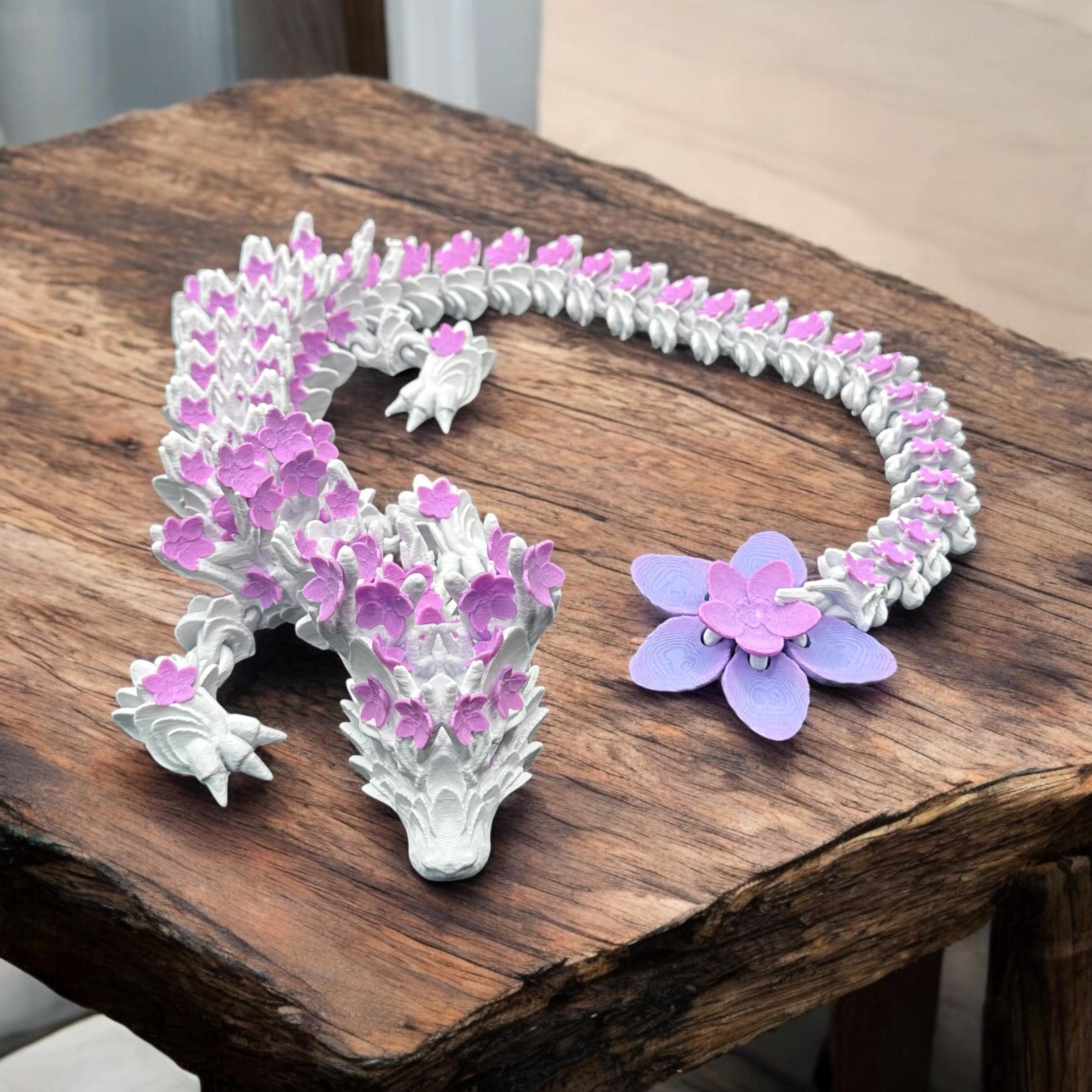 3D Printed Cherry Blossom Dragon, Articulated Dragon Figurine - Etsy
