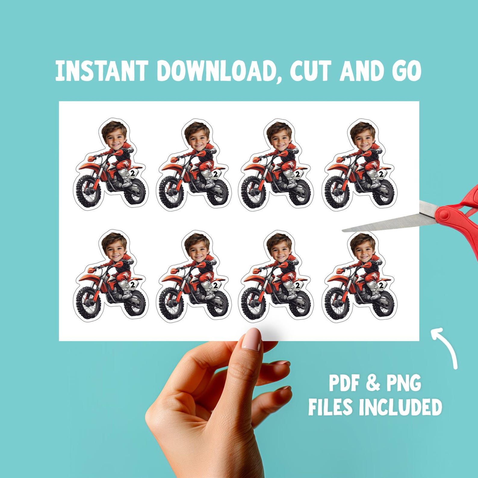 Personalized Motorbike Cupcake Toppers, Custom Dirt Bike Birthday Party ...