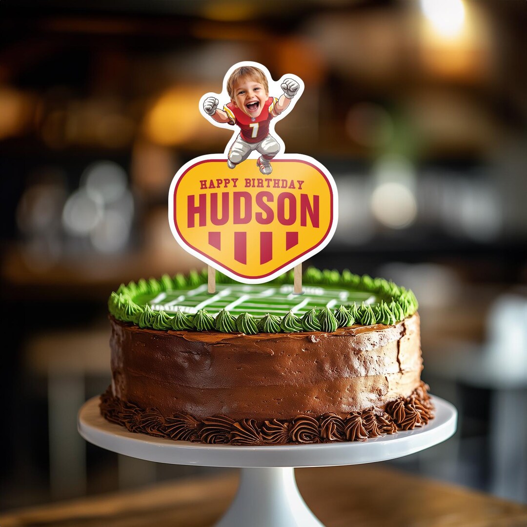 Personalized Football Player Cake Topper, Custom Sports Birthday ...