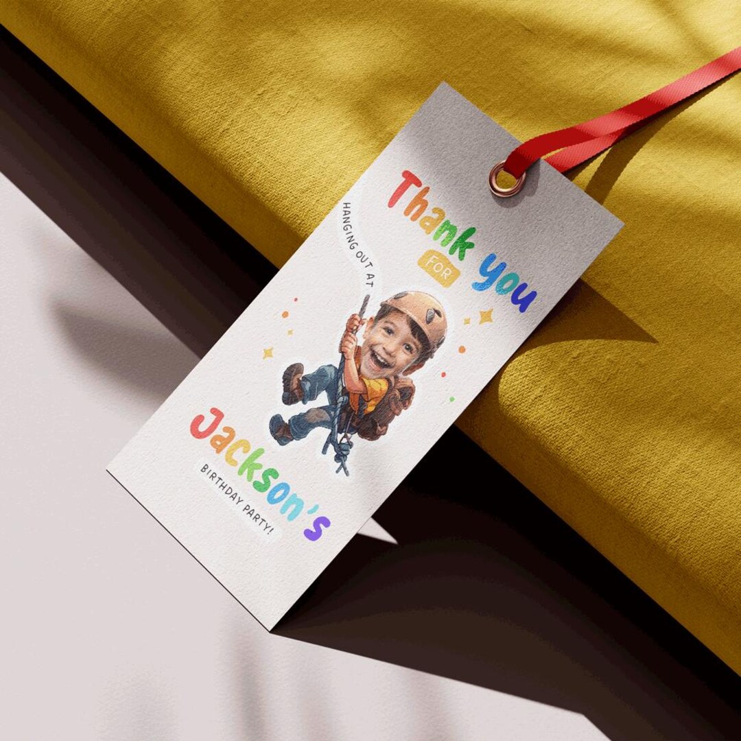 Custom Rock Climber Gift Tags, Personalized Climbing Party Printable ...