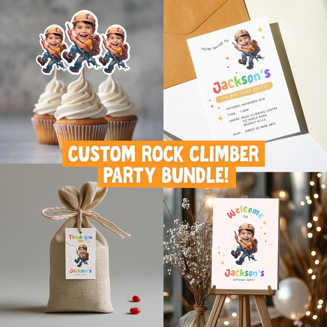 Custom Rock Climber Party Bundle Personalized Bouldering Birthday ...