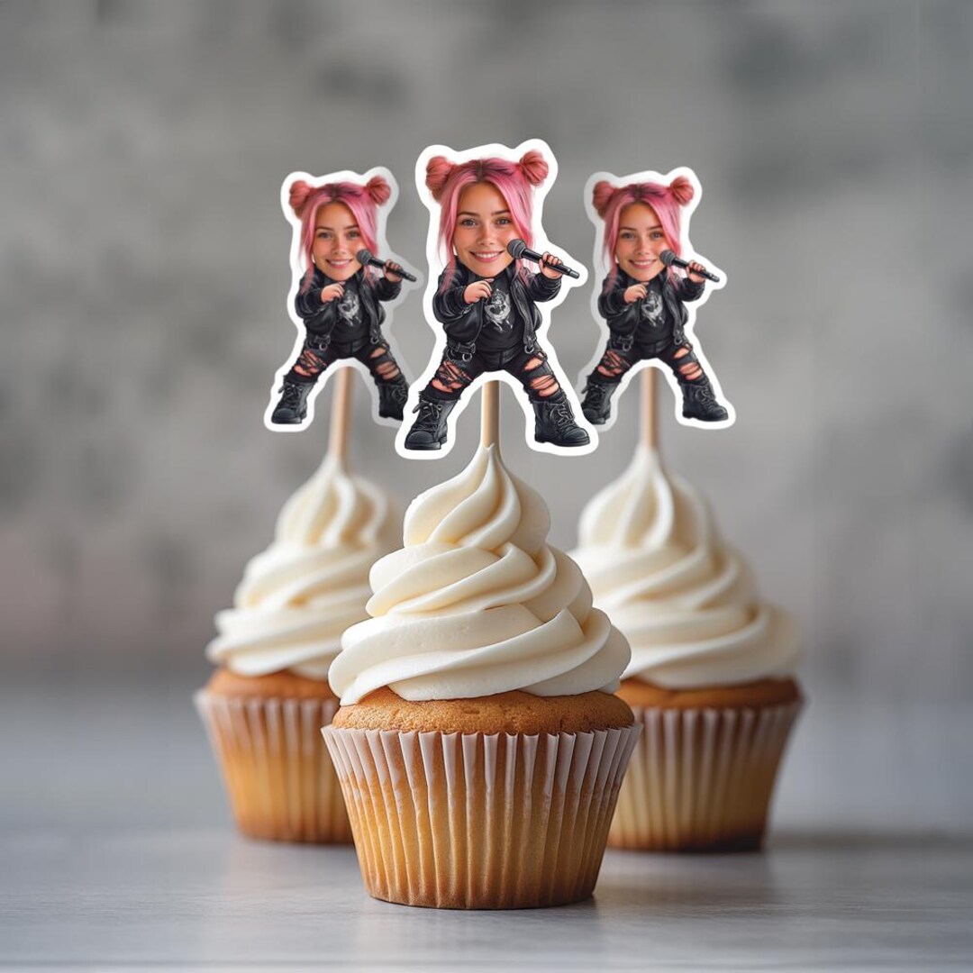 Custom Punk Rock Cupcake Toppers, Printable Gothic Party Decor, Emo ...