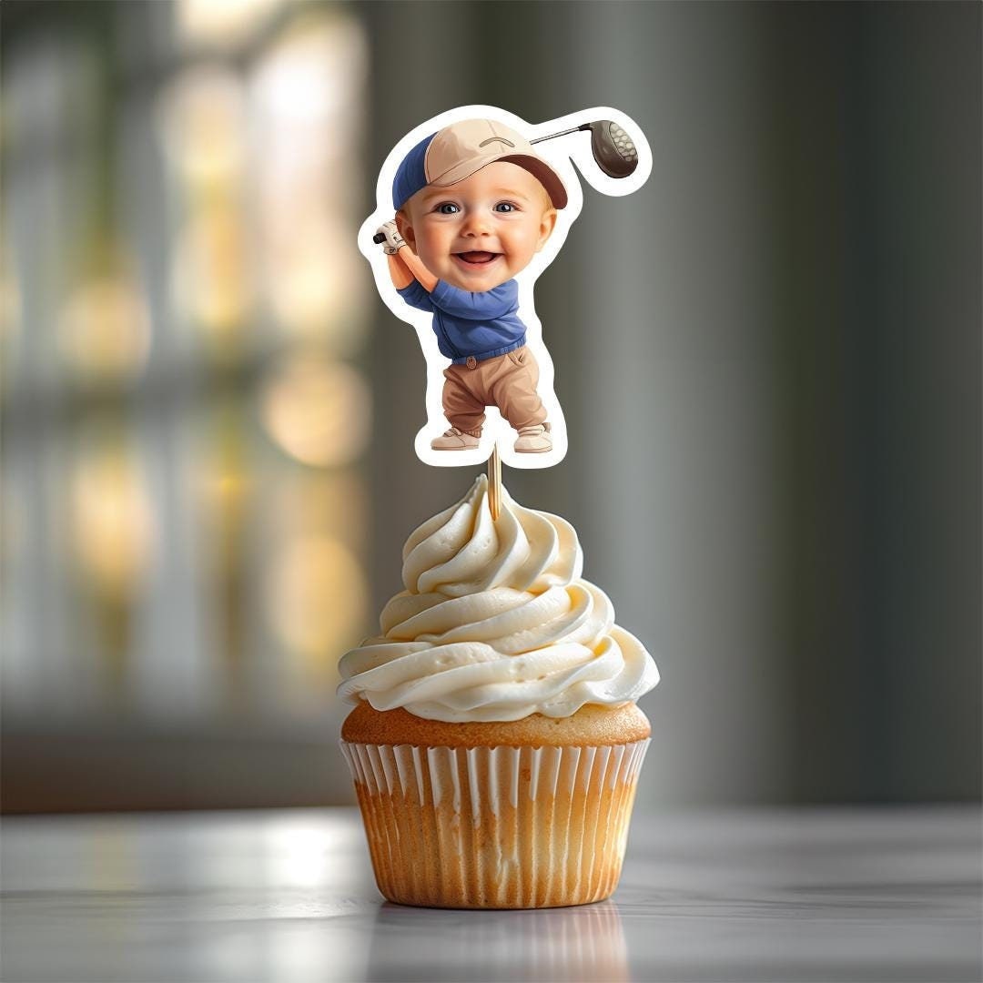 Custom Golf Cupcake Toppers, Personalized Golf Birthday Party ...