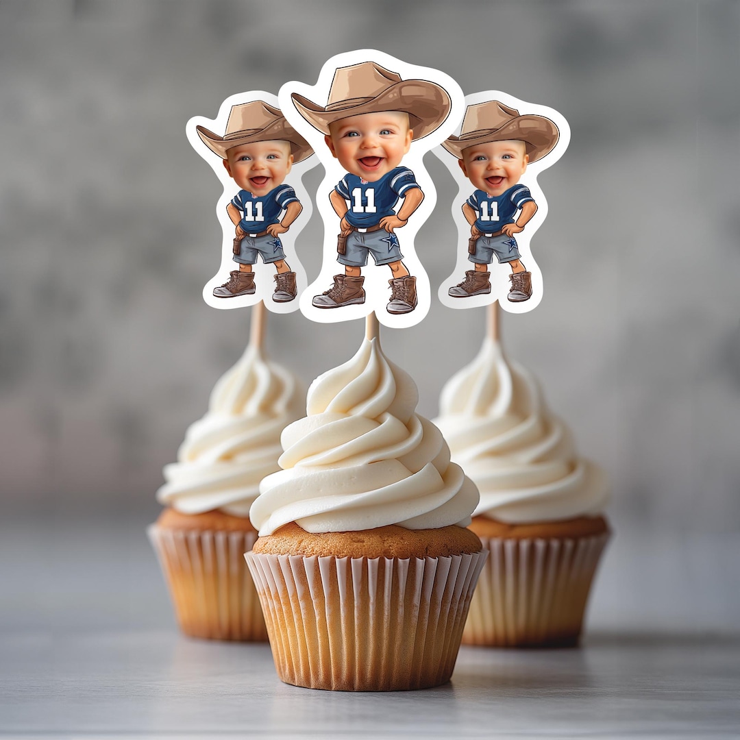 Custom Dallas Cowboy Cupcake Toppers, Personalized NFL Football Fan ...