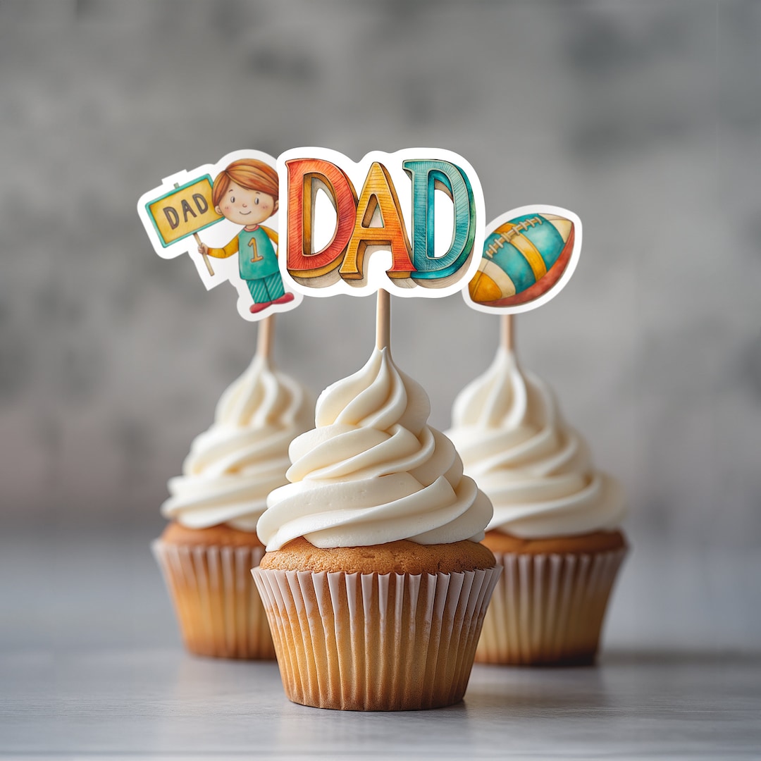 Fathers Day Cupcake Toppers, Daddy Birthday Printable, Harley Davidson ...