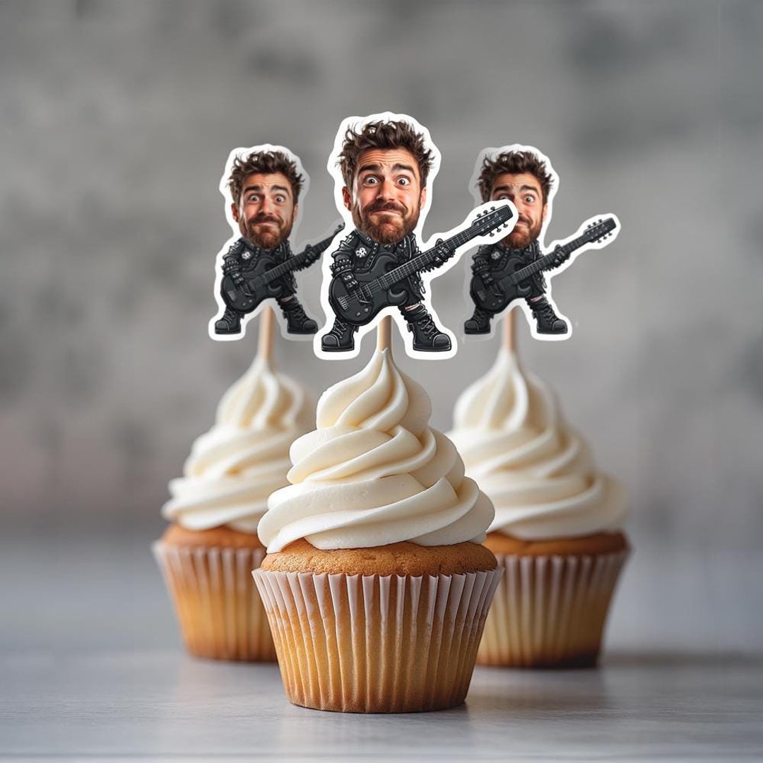 Custom Rockstar Cupcake Toppers, Printable Gothic Party Decor, Emo ...