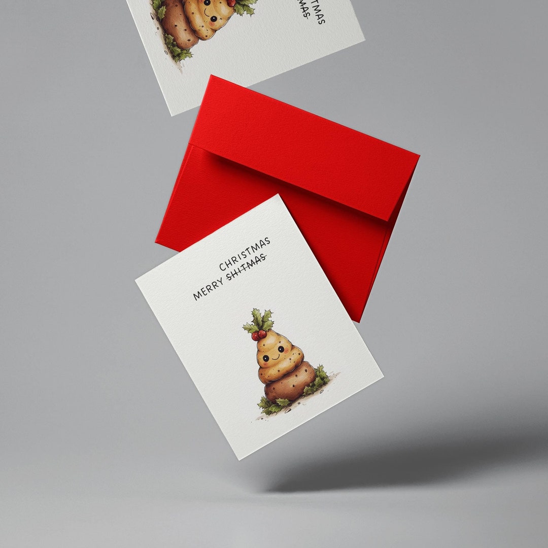 Funny Printable Christmas Card, Fun Mistletoe Print at Home Card ...