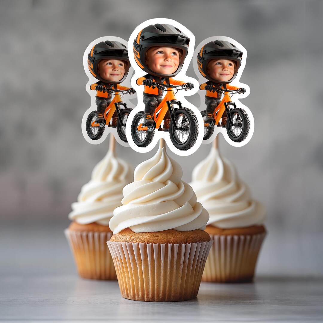 Custom Mountain Bike Cupcake Toppers MTB Party Decor Personalized ...