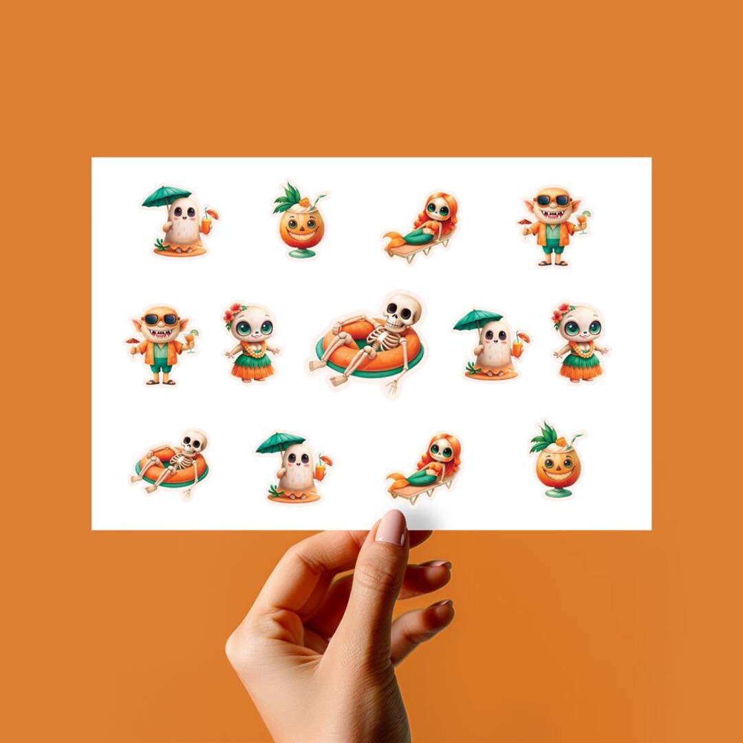DIY Summerween Sticker Sheet, Printable Spooky Summer Planner Stickers ...