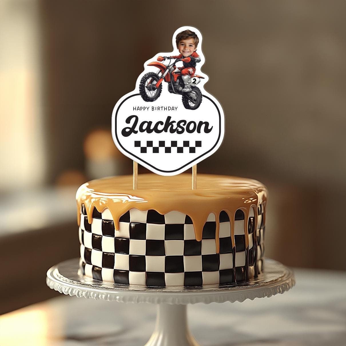 Personalized Motorbike Cake Topper, Growing up Two Fast Theme Birthday ...