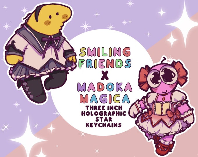 Smiling Friends X Madoka Magica 3" Holographic Star Keychain - Etsy