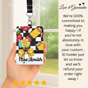 Personalized Teacher Badge Custom Horizontal ID for School Staff Cute ...