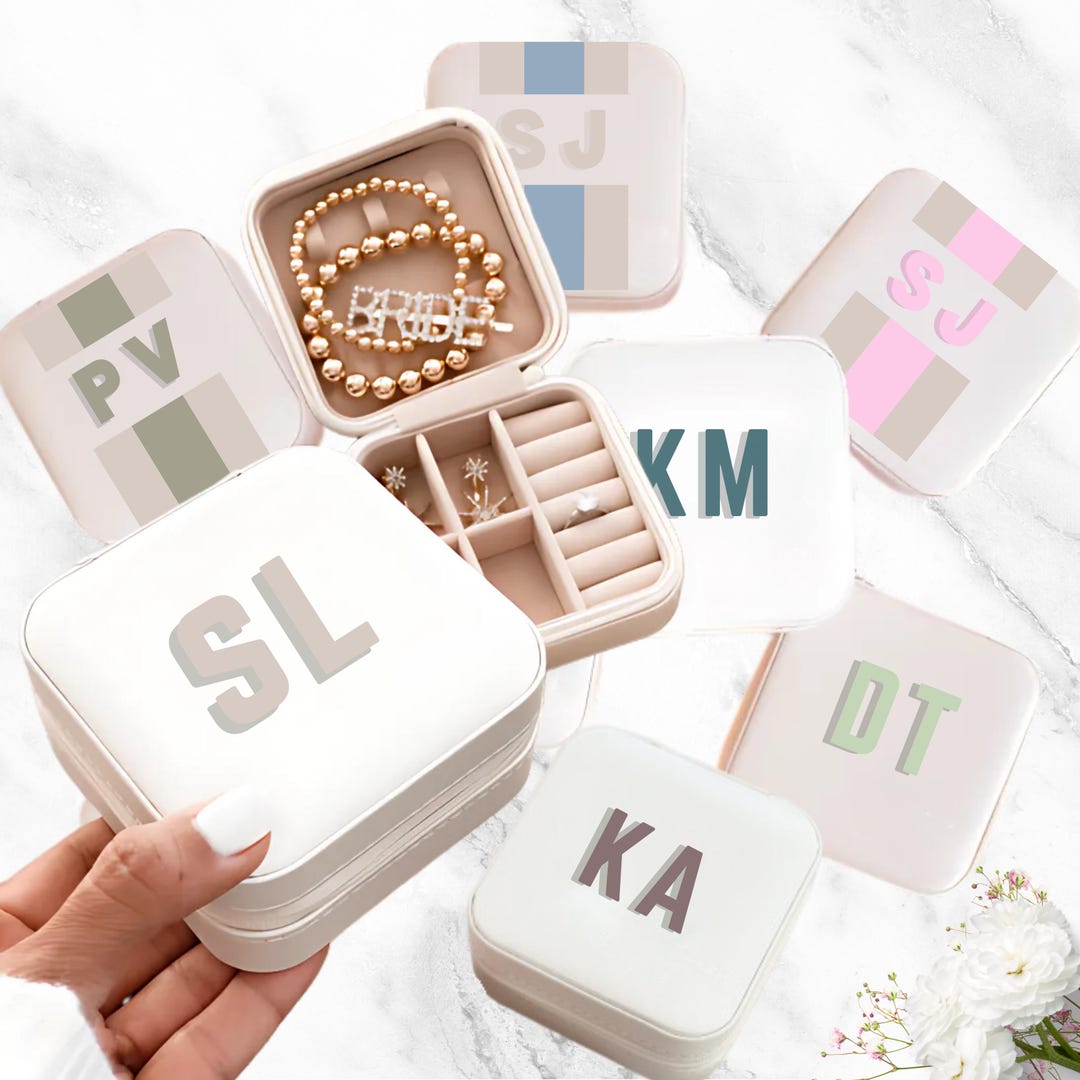 Shadow Monogram Travel Jewelry Case, Personalized Printed Jewelry Box ...