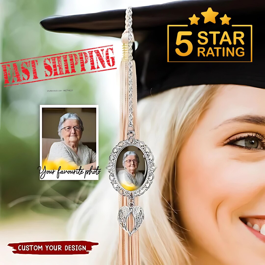 Custom Graduation Tassel With Memorial Photo Charm - Personalized Angel ...