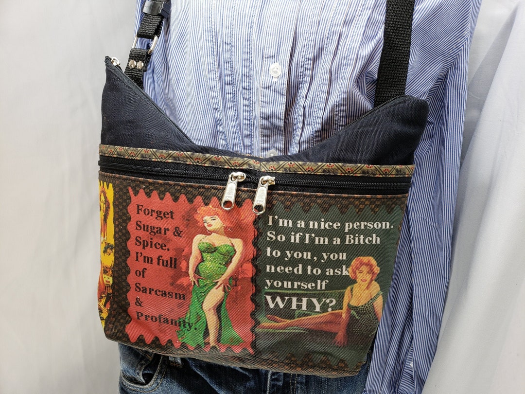 Sarcastically Themed Medium Sized Purse With 8 Exterior Pockets. 4 ...