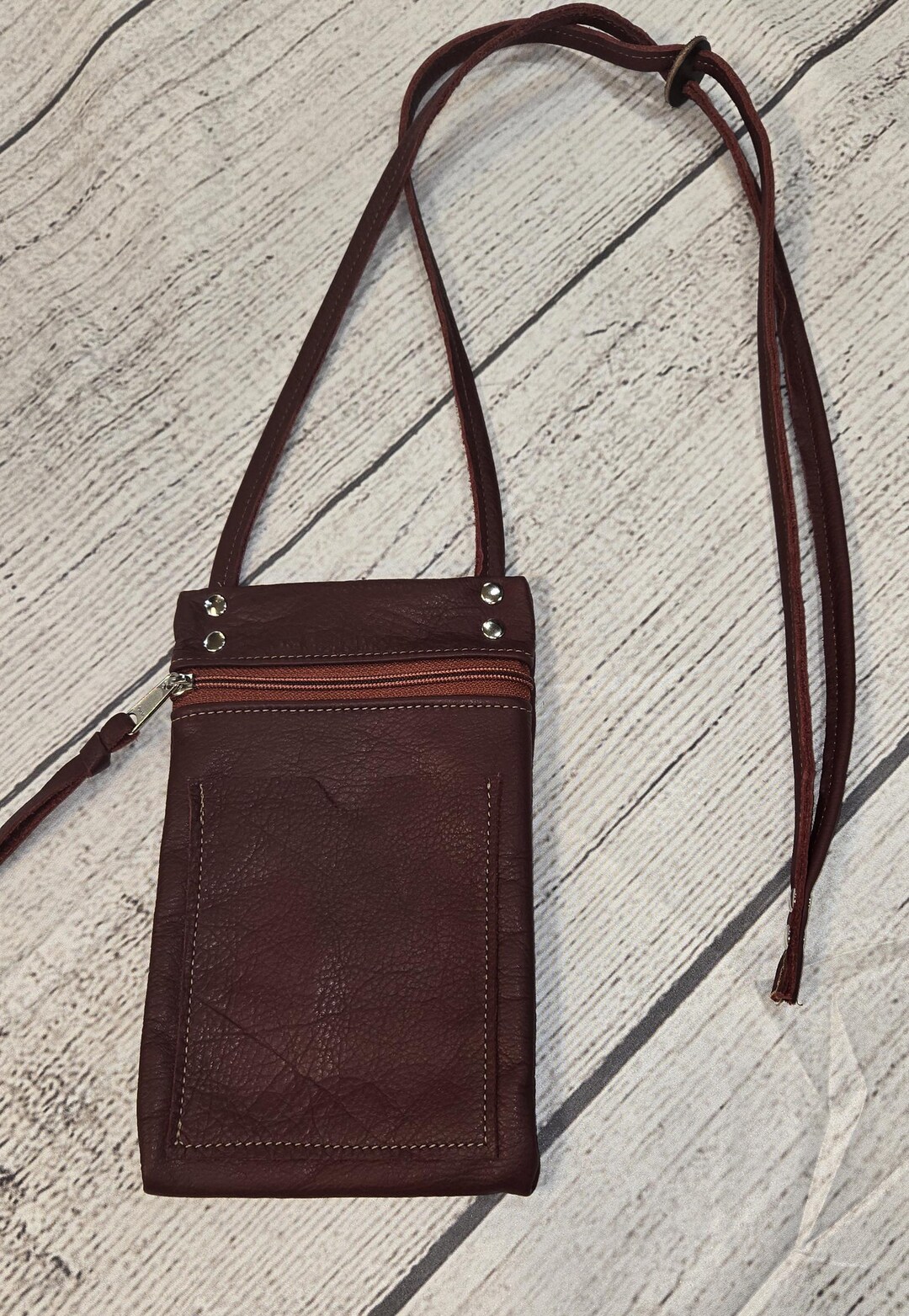 Reclaimed Leather Crossbody Bag in Deep Red. Perfect for Phones. FREE ...