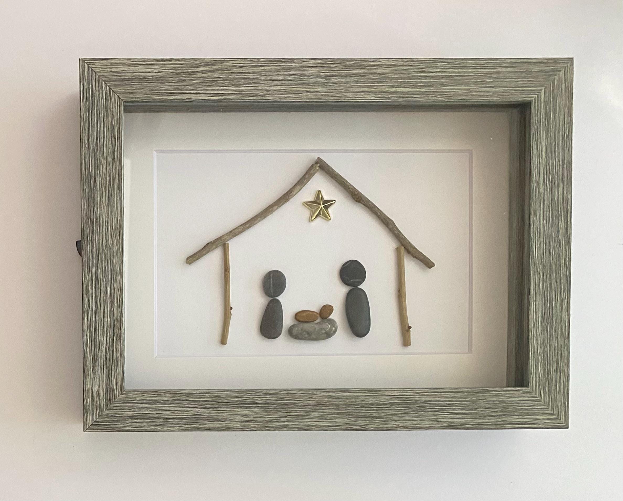 DIY Christmas Nativity Pebble Art With Frame and Supplies Good for All ...