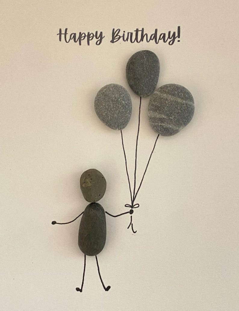 DIY Happy Birthday Pebble Art With Frame and Supplies Good for All Ages ...