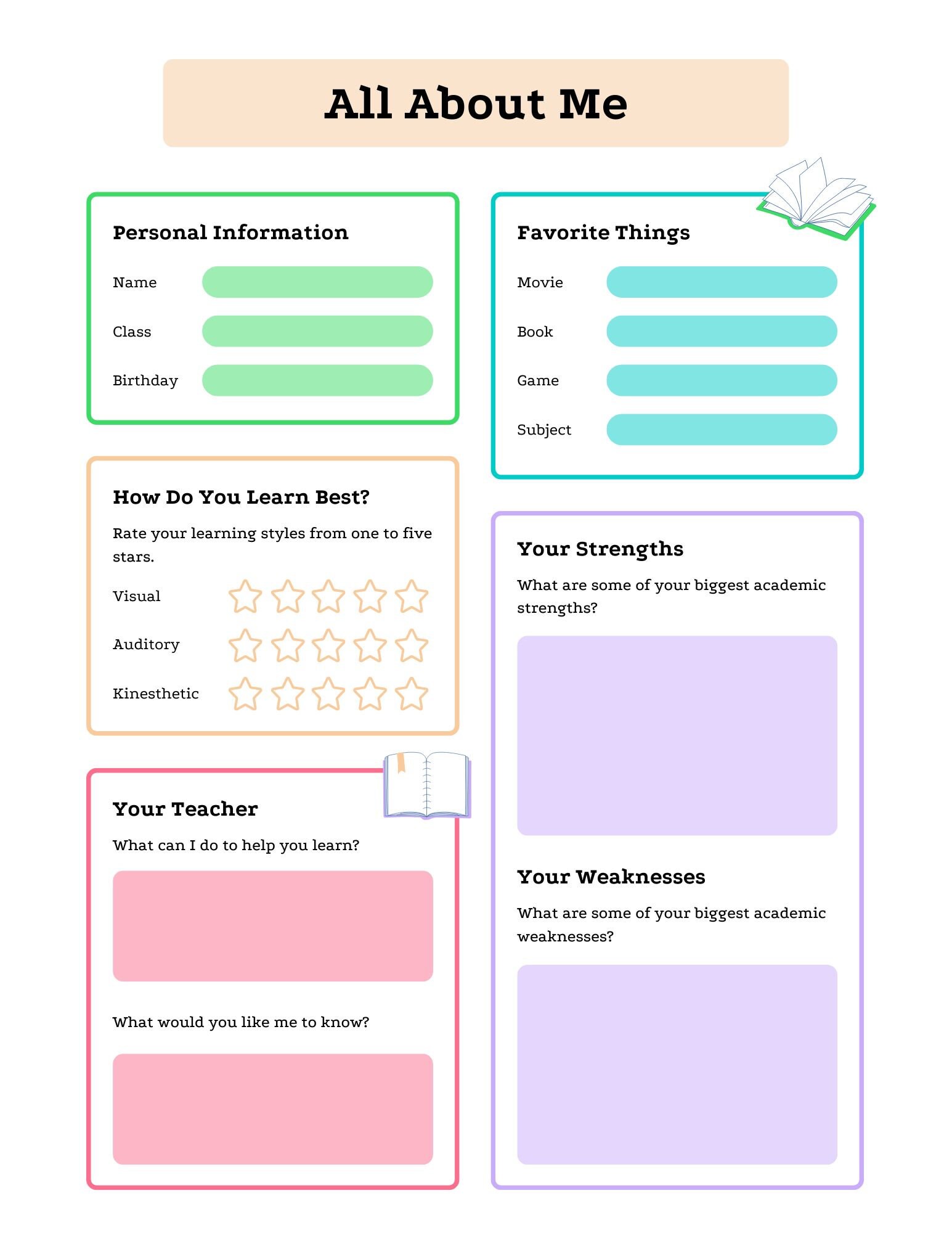 Back to School All About Me Variety Bundle - Etsy