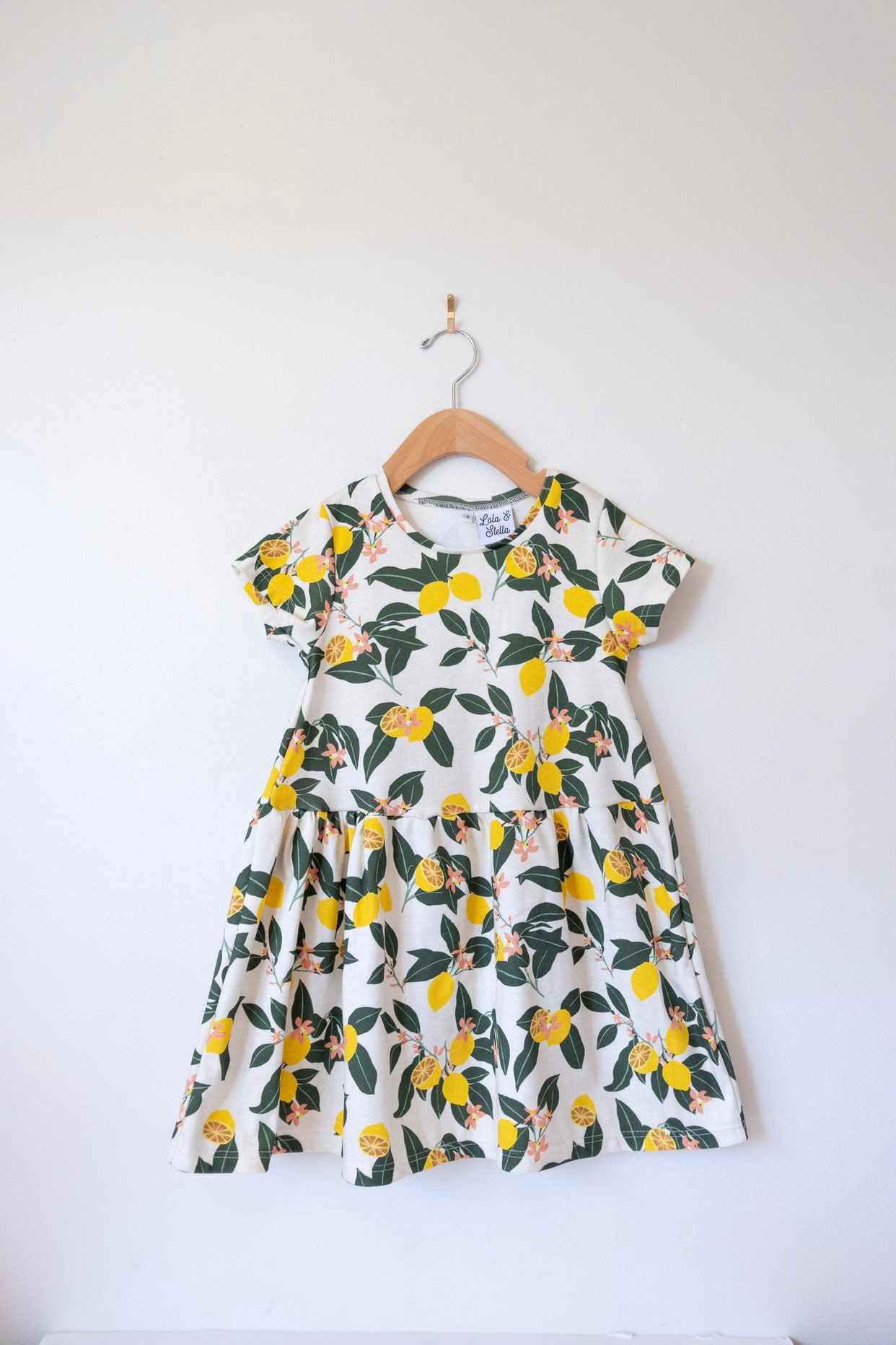 Girls lemon dress // organic short sleeve dress // toddler | Etsy