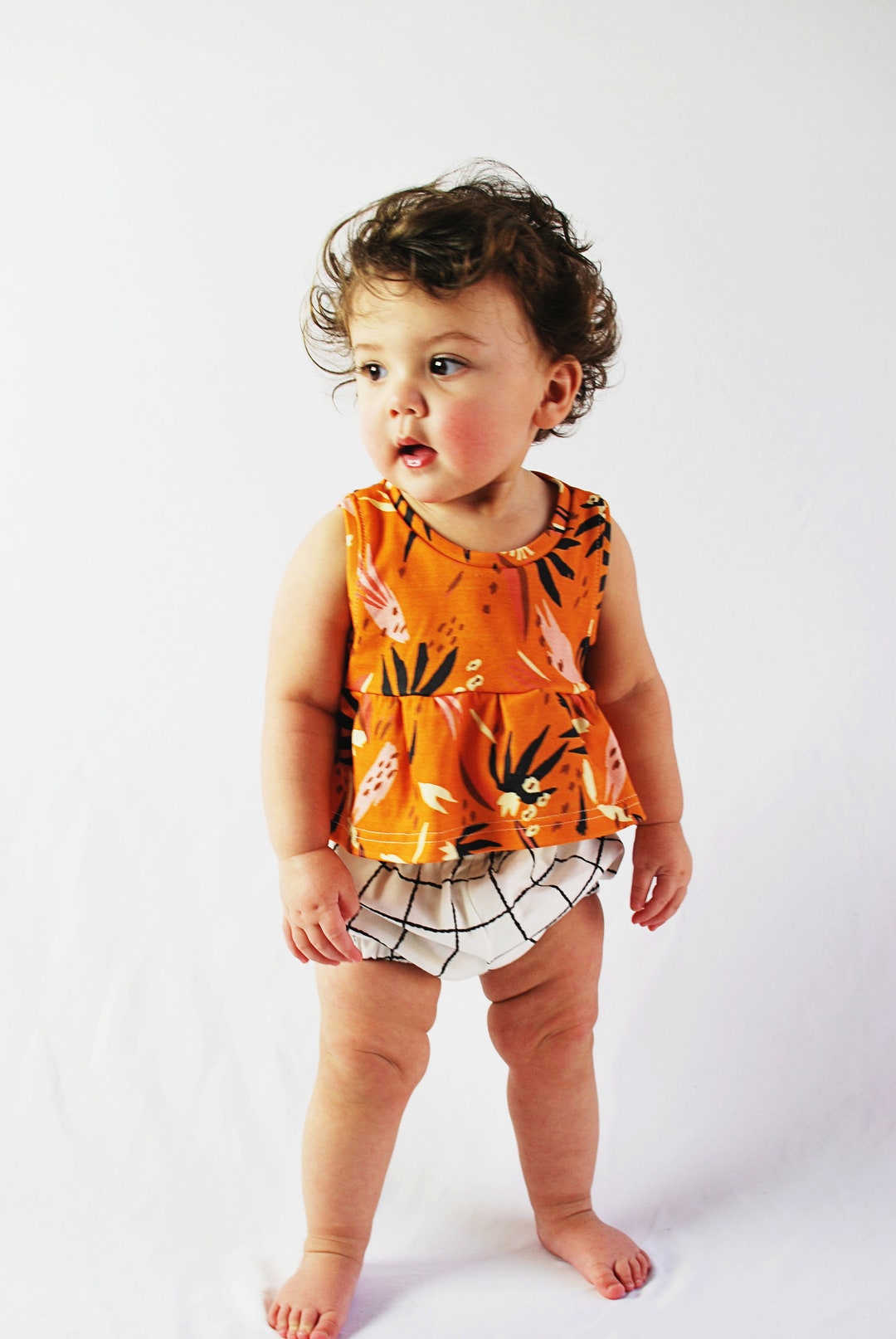 Girls Peplum Tank // Organic Baby Tank in Adobo Earth // Organic Tank ...