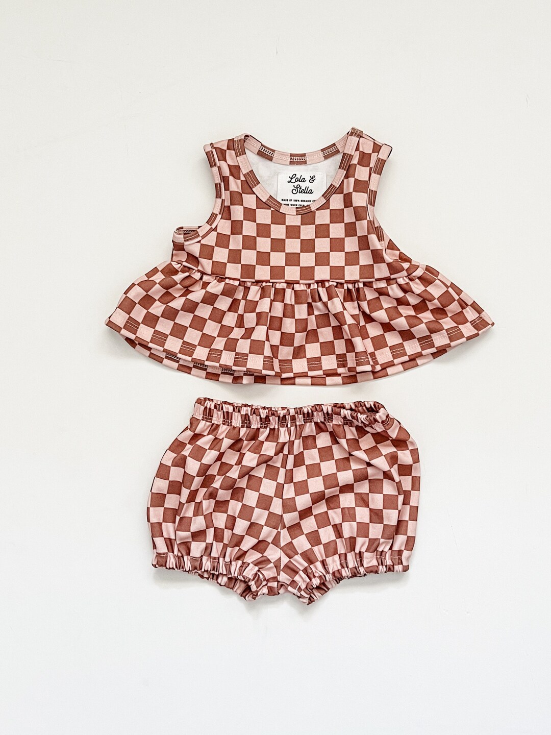 Organic Check Baby Outfit: Peplum Tank & Bloomers - Etsy