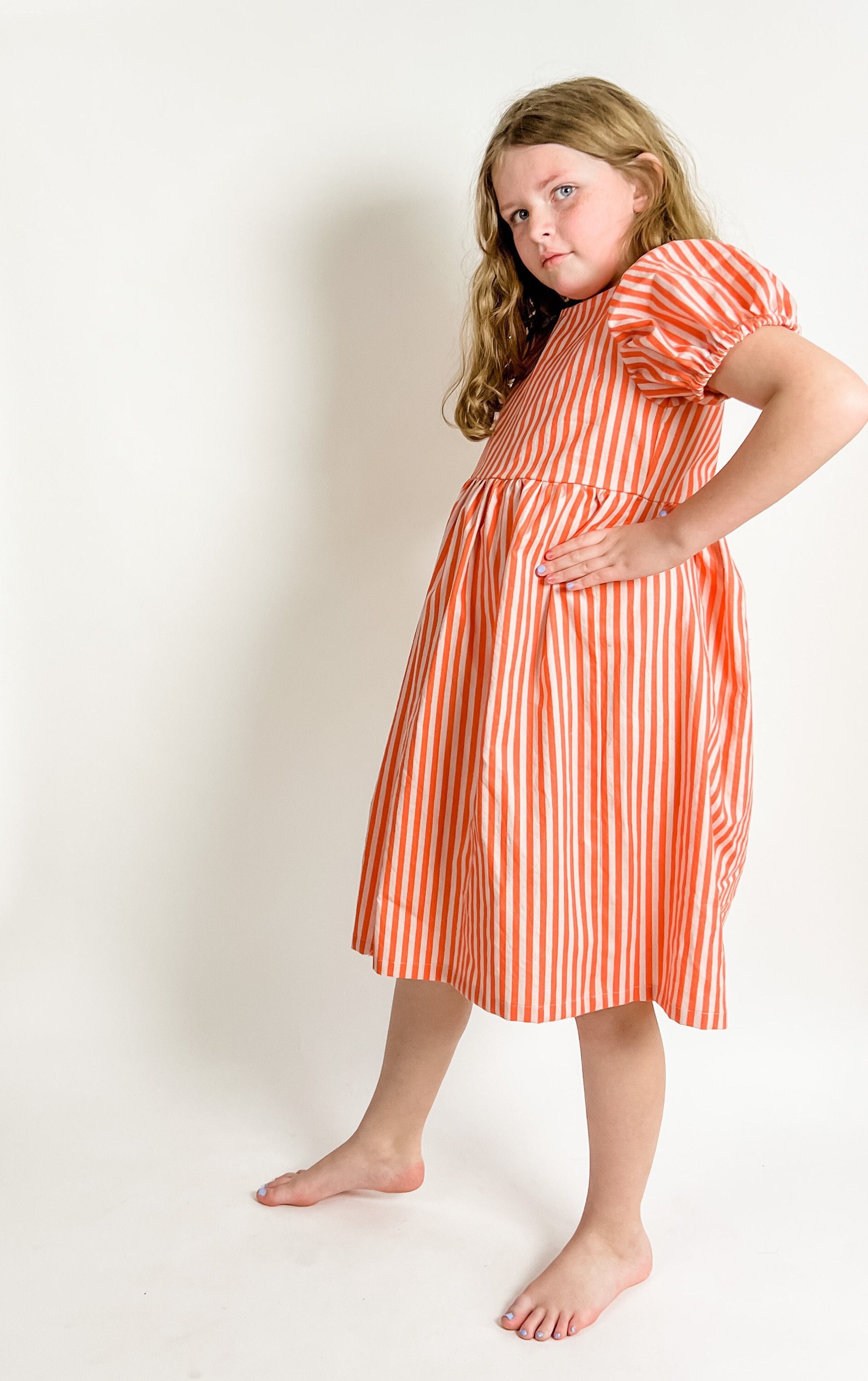 fish print girls open arm tank dress — Lola & Stella