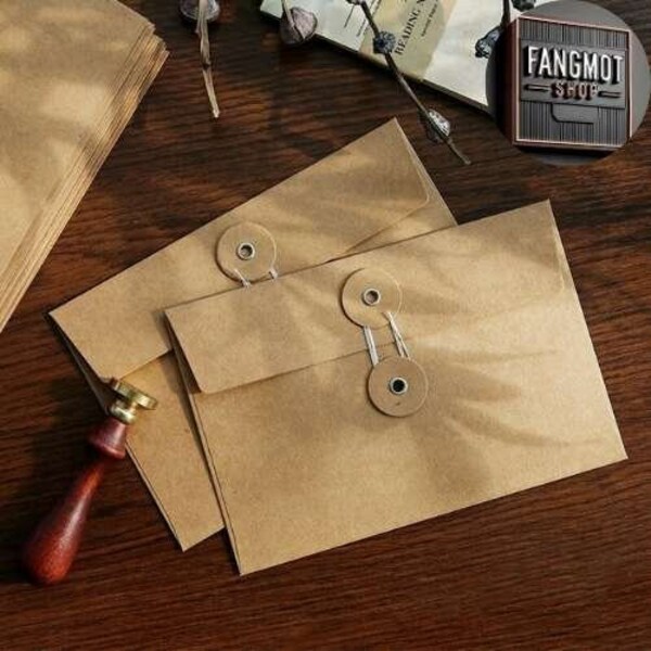 String and Button Envelopes - Etsy