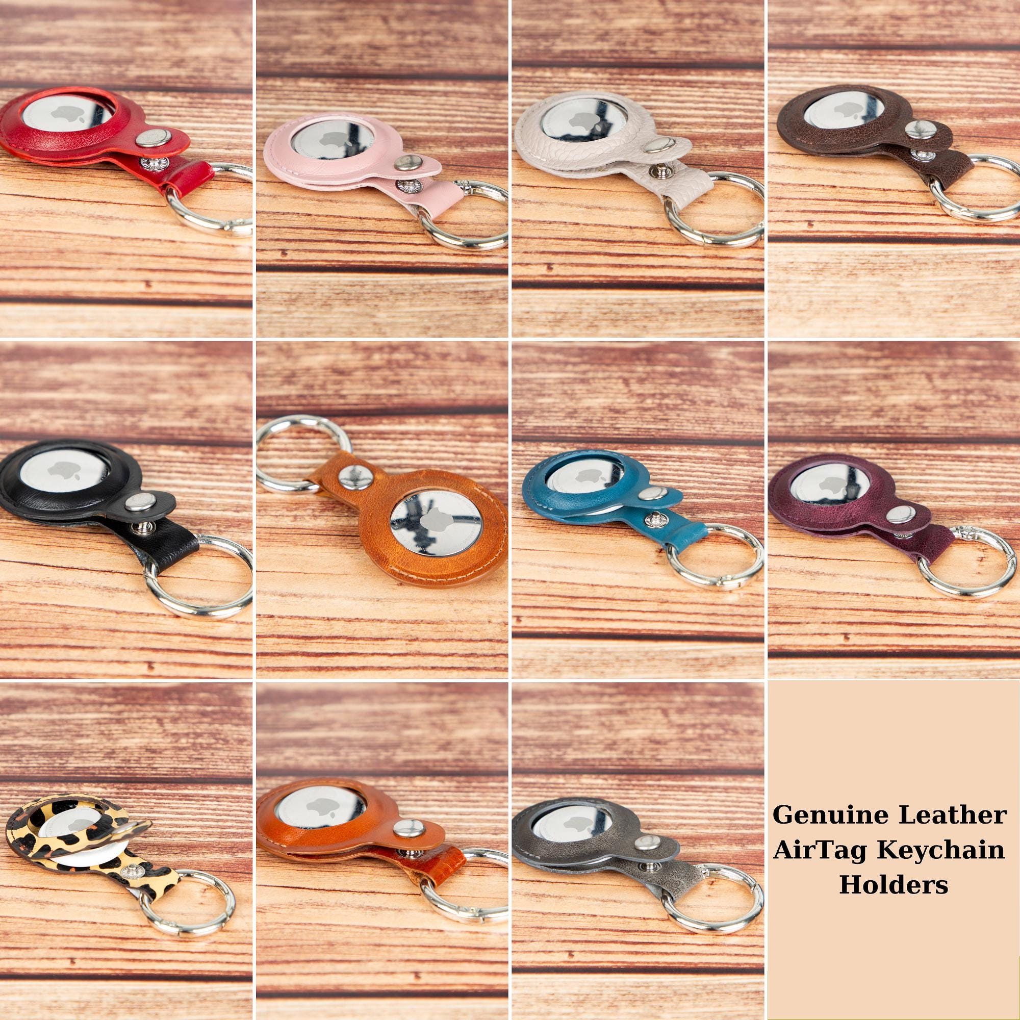Personalized Leather AirTag Holder | Custom Leather AirTag Keychain ...