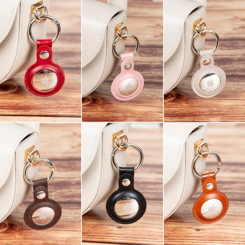 Personalized Leather AirTag Holder | Custom Leather AirTag Keychain ...