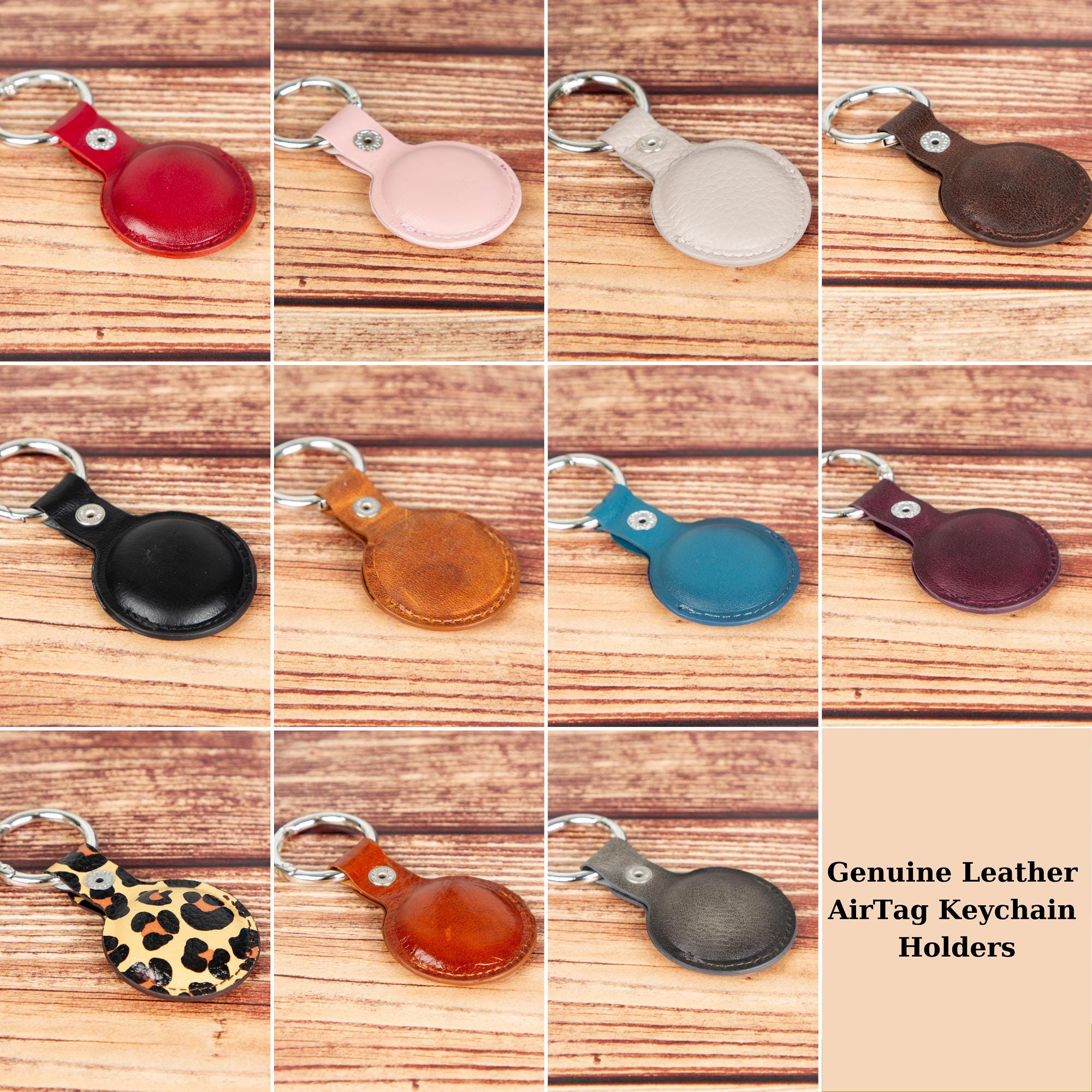 Personalized Leather AirTag Holder | Custom Leather AirTag Keychain ...
