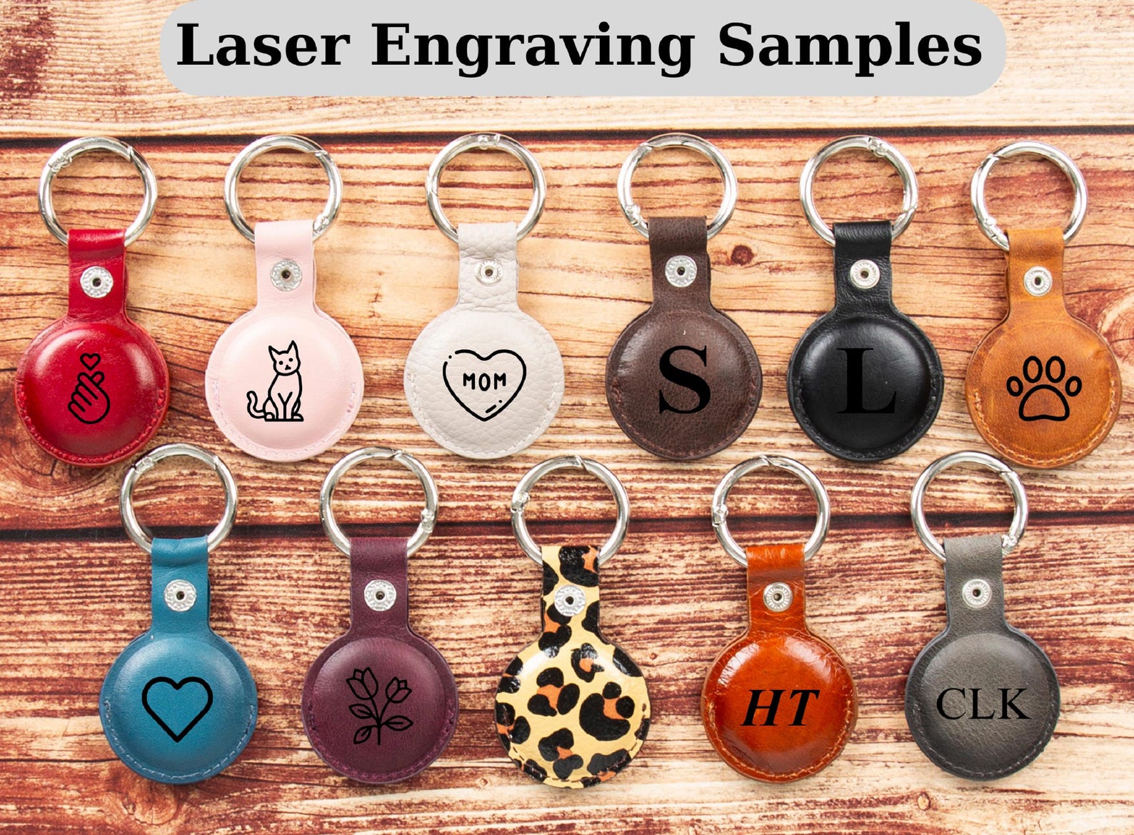 Personalized Leather AirTag Holder | Custom Leather AirTag Keychain ...