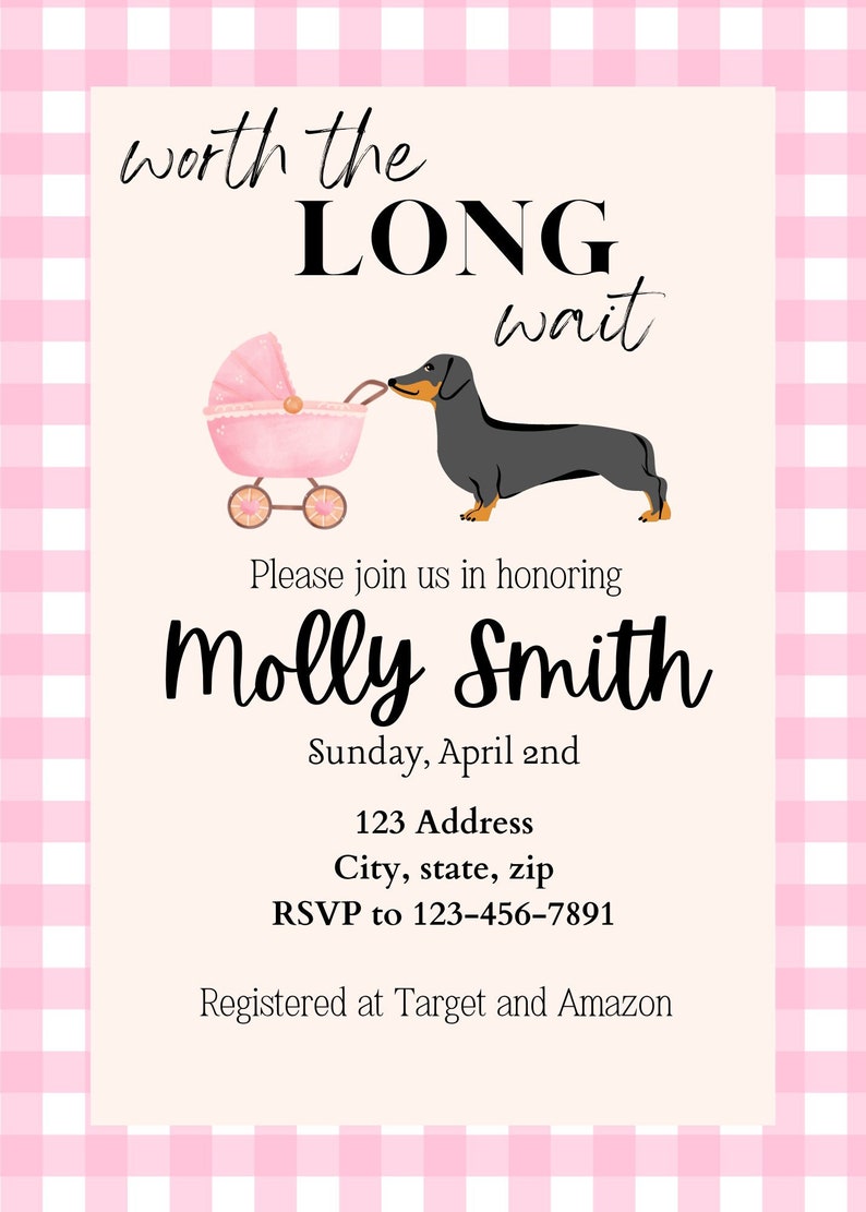 Dachshund Baby Shower Invitation - Etsy