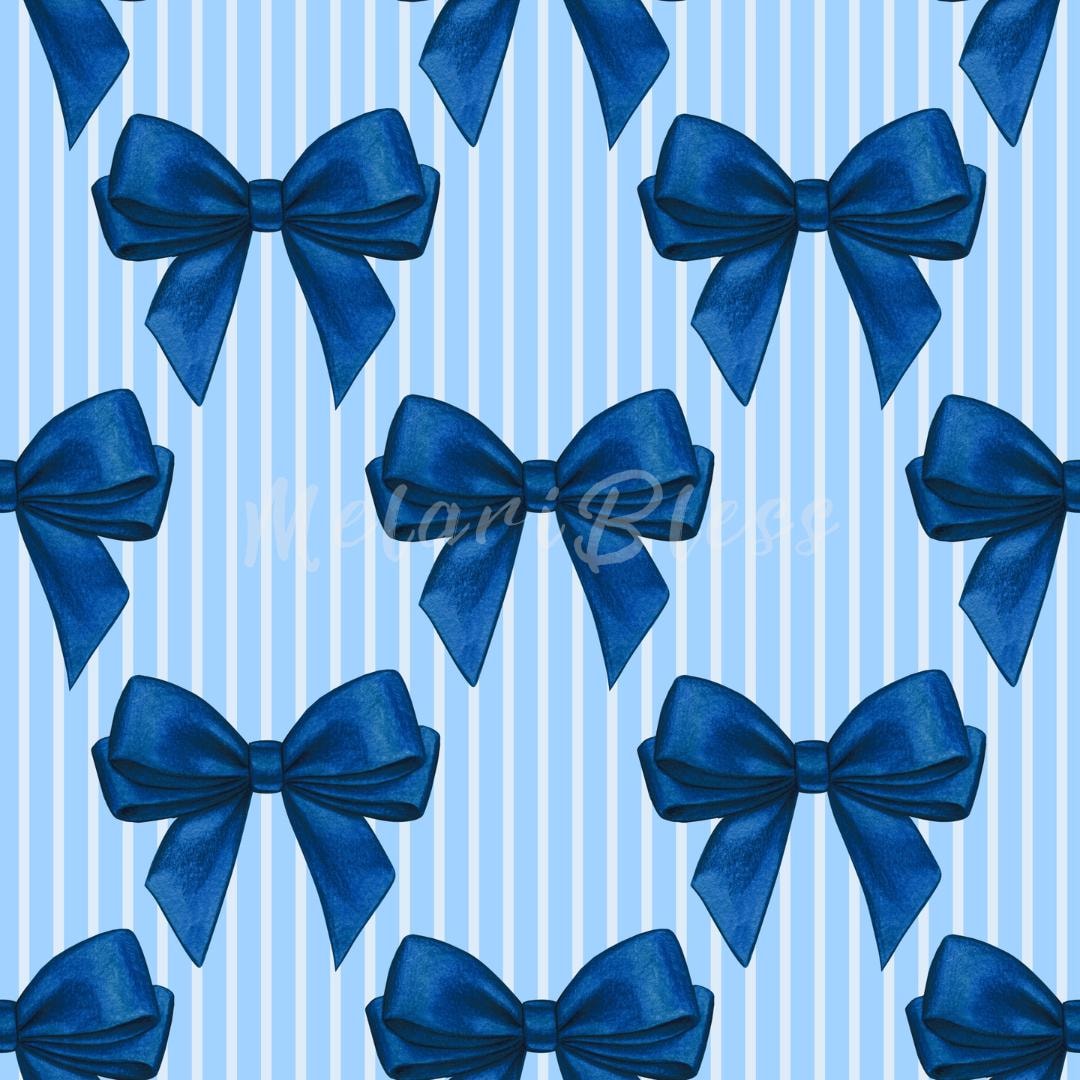 Blue Coquette Bow Pattern, Plaid Texture Bow Pattern Digital Stripes ...
