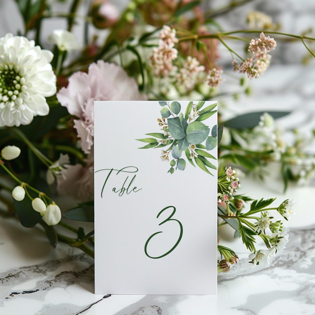 Minimalist Printable Table Numbers Template for Wedding Table Number ...