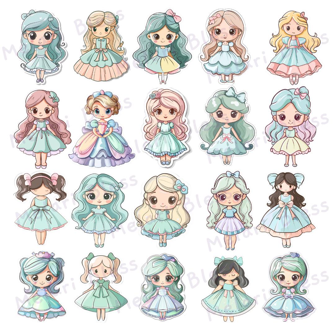 20 PNG Cute Chibi Girl Clipart Cartoon Princess Sticker Kawaii Clip Art ...