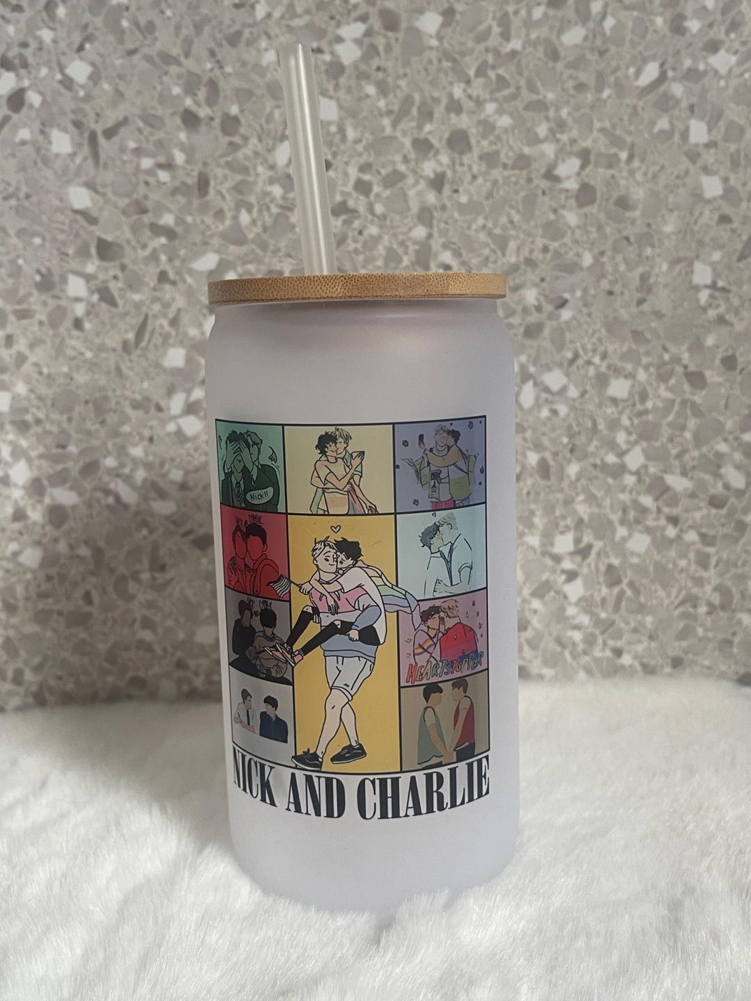 Heartstopper Inspired 16oz Frosted Libbey Cup With Straw & Lid, Cute ...