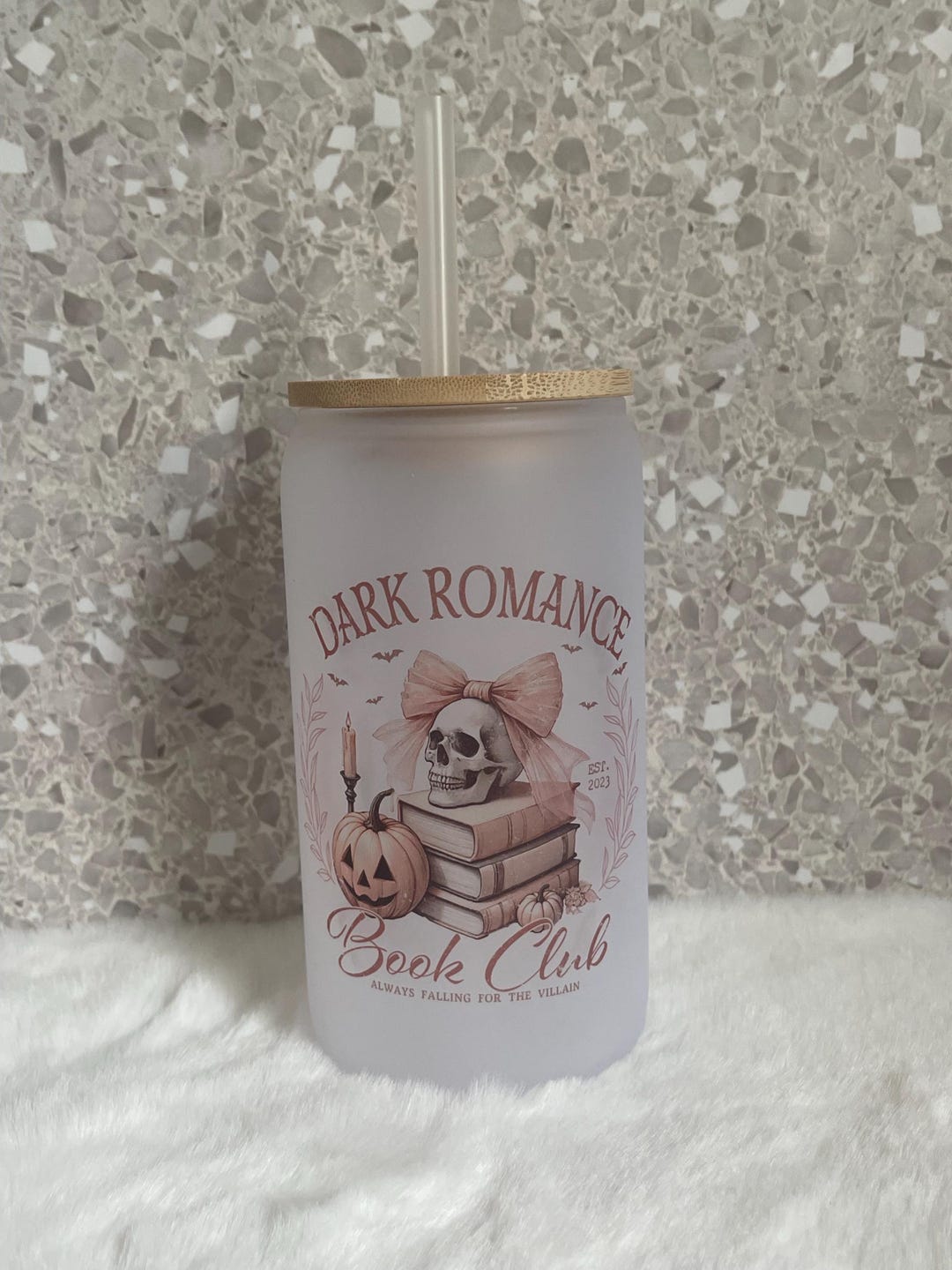 Dark Romance Inspired 16oz Frosted Libbey Cup With Straw & Lid, Book ...