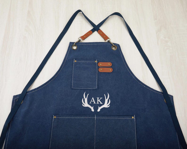 Personalized Embroidered Aprons,canvas Workshop Aprons With Pockets,bbq ...