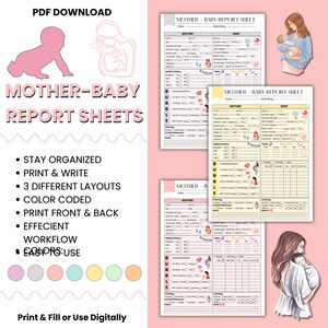 Mother Baby Report Sheet 15 Pages Printable or Editable Nurse Report ...