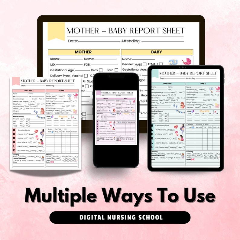 Mother Baby Report Sheet 15 Pages Printable or Editable Nurse Report ...