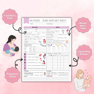 Mother Baby Report Sheet 15 Pages Printable or Editable Nurse Report ...