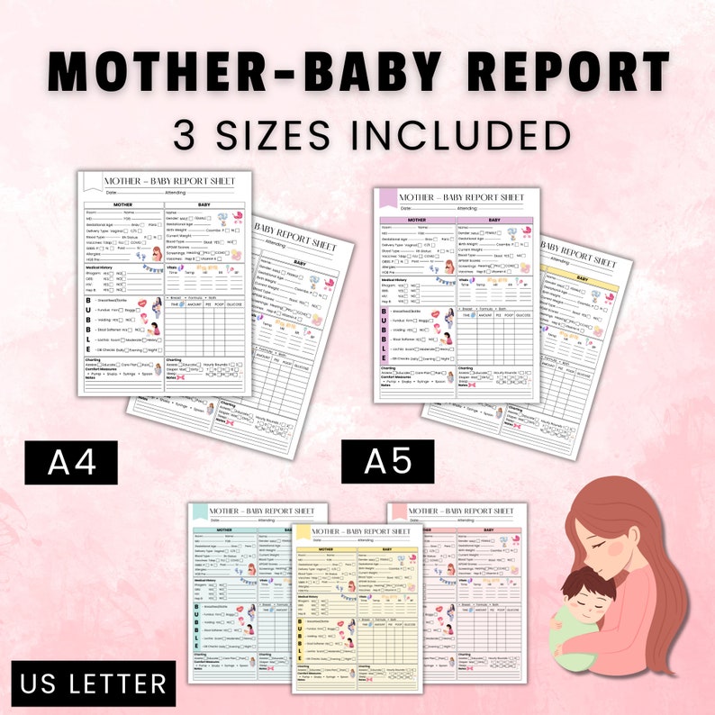 Mother Baby Report Sheet 15 Pages Printable or Editable Nurse Report ...