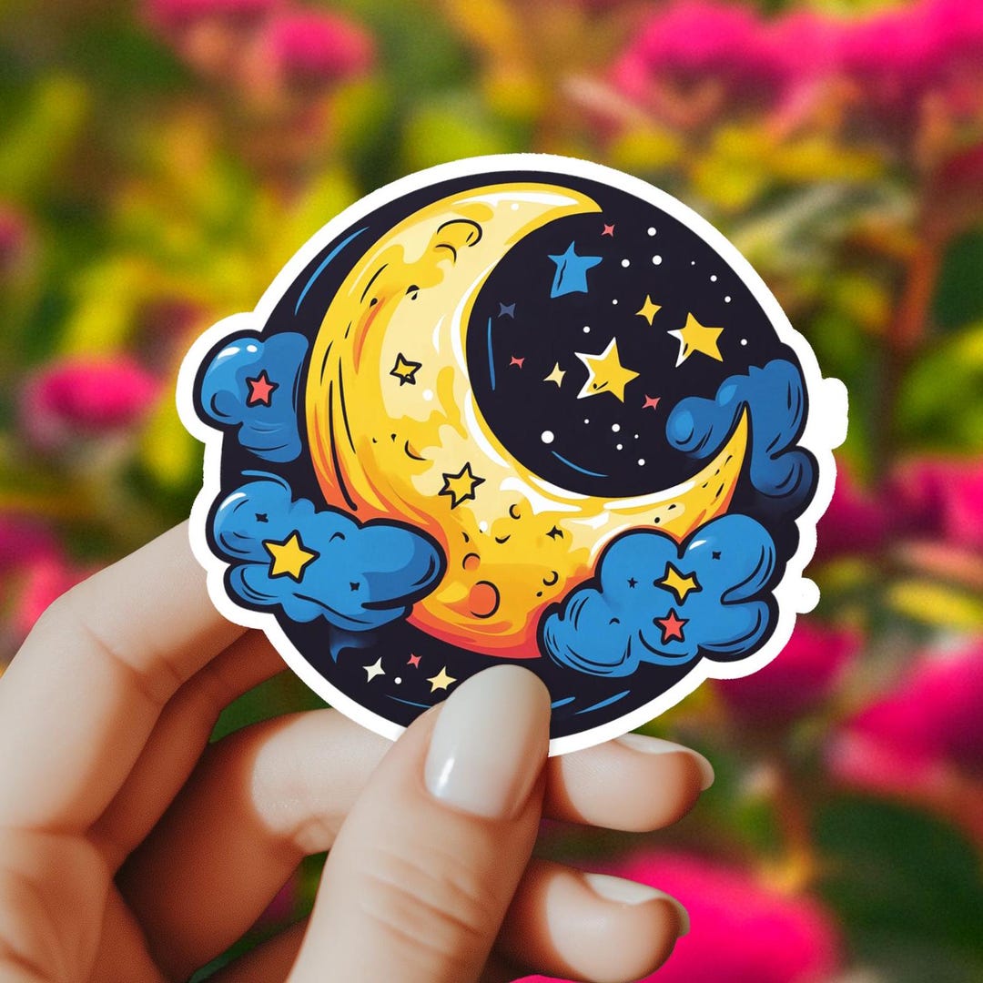 Moon and Stars Vinyl Decal - Etsy