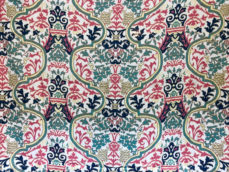 Home Decor Fabric by the Yard, Multi Colour Linen Damask Bring - Etsy