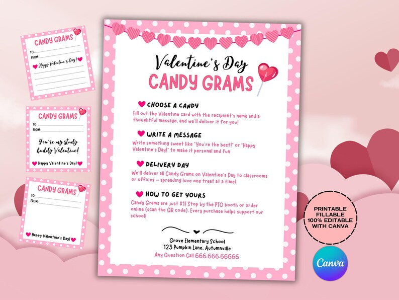 Valentine Candy Gram Valentine Gram Candy Grams Candy Gram Template ...