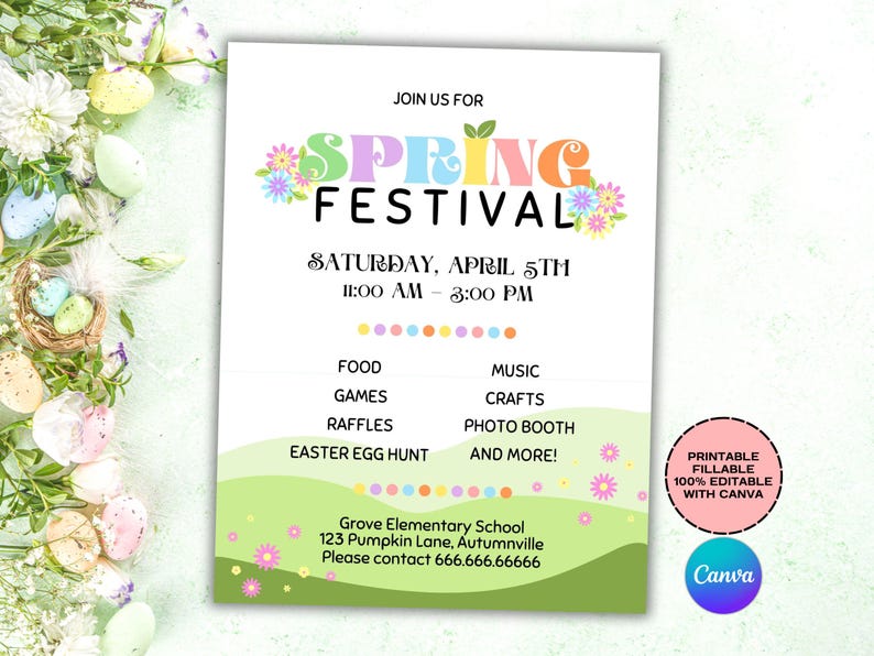 Spring Festival Flyer, Editable Spring Festival Festival Fundraiser ...
