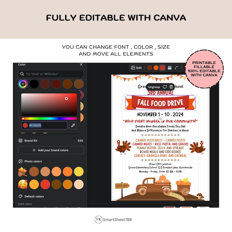 Fall Food Drive Editable Flyer, PTA PTO Flyer, School Church ...